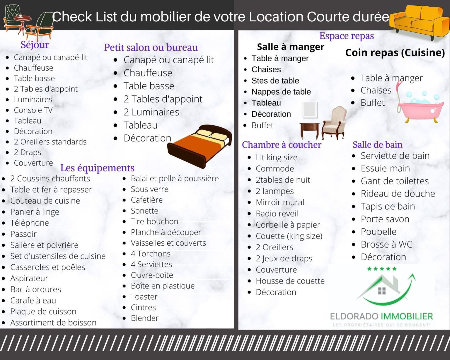 Location Saisonnière : Quels Meubles ? (Infographie + Check List)