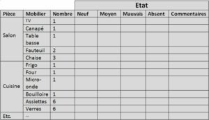 Tableau inventaire du mobilier : exemples gratuits